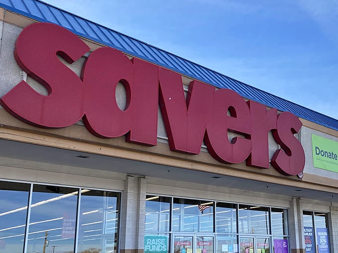 Bold red letters against a blue sky &ndash; Savers doesn't whisper about its thrifting possibilities, it announces them with all the subtlety of your aunt's holiday sweater.