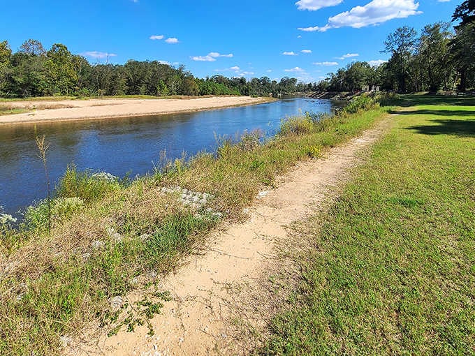 Sandy shores meet crystal-clear waters along the Bogue Chitto River, nature's version of a beachfront property without the outrageous real estate prices.