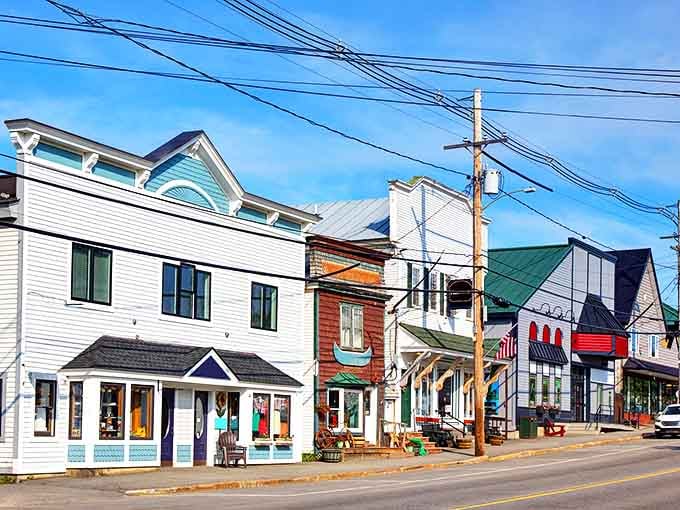 Main Street charm on full display! Rangeley's colorful storefronts invite you to slow down and discover treasures that Amazon simply can't deliver.