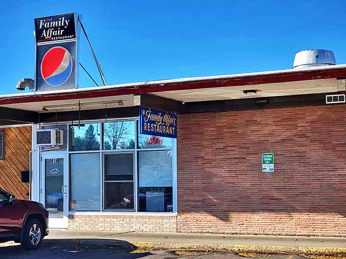 The classic Pepsi sign stands sentinel over this brick-faced treasure – where your wallet can relax while your taste buds celebrate.