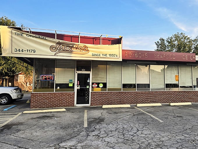 The Original Frostop stands proudly against the Louisiana sky, a time capsule of American dining where nostalgia isn't just on the menu&mdash;it's the main ingredient.