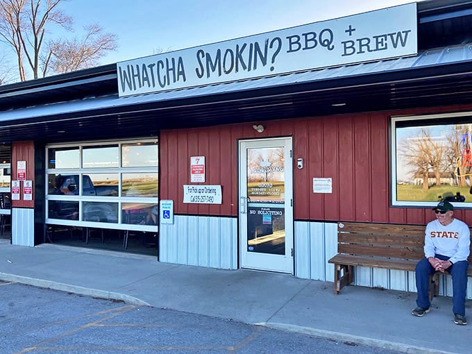 The unassuming red exterior of Whatcha Smokin might fool you, but that heavenly aroma wafting through Luther tells the real story. BBQ paradise found!