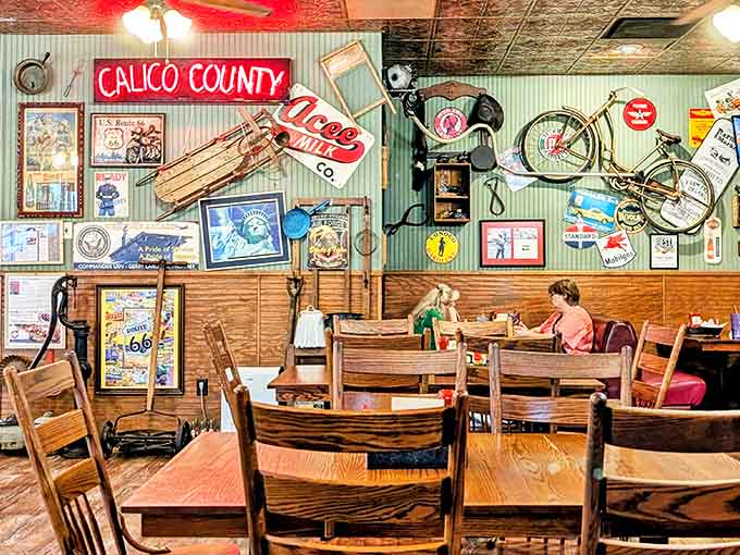 The walls at Calico County tell stories of their own &ndash; a nostalgic gallery of Americana where vintage treasures and local memorabilia create the perfect backdrop for comfort food indulgence.