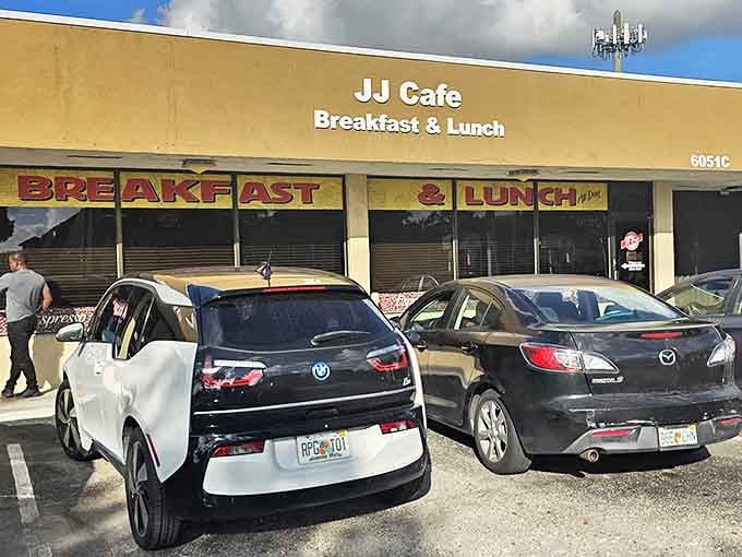 The unassuming yellow storefront of JJ Cafe might not scream "culinary destination," but locals know this Fort Lauderdale gem holds breakfast treasures within.