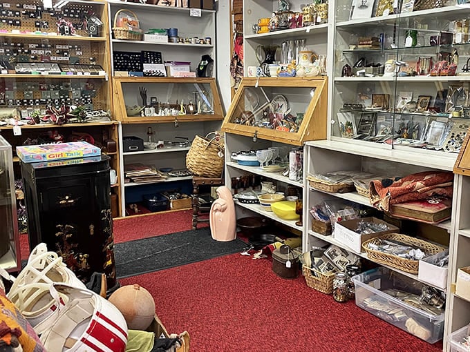 Every nook and cranny holds potential treasures at Northwood Antiques, with shelves brimming with kitchenware, collectibles, and nostalgic gems.