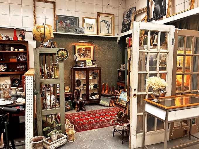 Step into this perfectly curated booth and you'll swear you've time-traveled. That Persian rug isn't just decoration&mdash;it's the welcome mat to your next obsession.