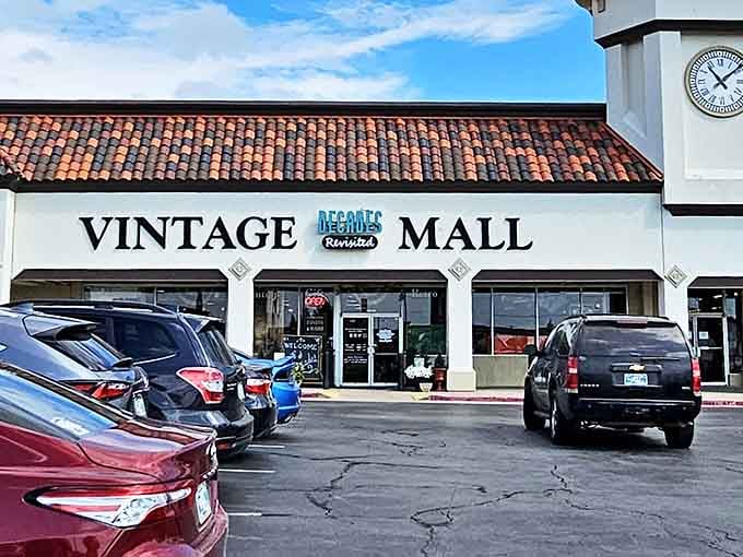 The storefront beckons like a time portal, with eager treasure hunters already gathering outside. Every visit promises new discoveries!