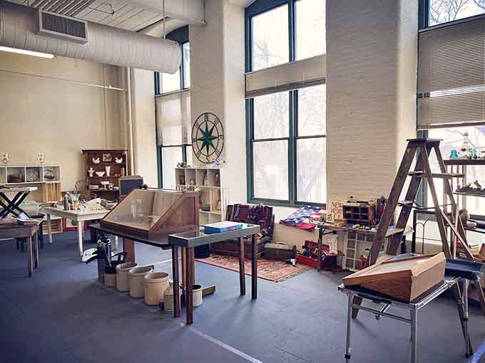 Treasure hunters' paradise: Shelves packed with vintage glassware, antique furniture, and curios waiting to reveal their stories to the right person.