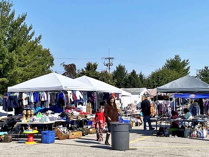 The open-air bazaar in full swing, where white tents house everything from vintage treasures to tomorrow's conversation pieces.
