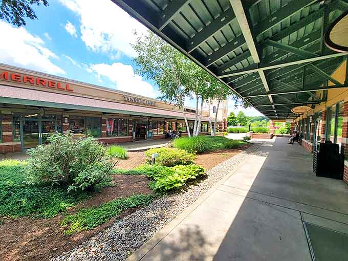 The covered walkways at Grove City Premium Outlets aren't just practical&mdash;they're like nature trails where your credit card gets exercise instead of your legs.