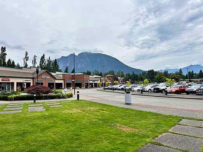North Bend Premium Outlets showcases stunning mountain views while you shop, with lush landscaping and plenty of parking for bargain hunters.