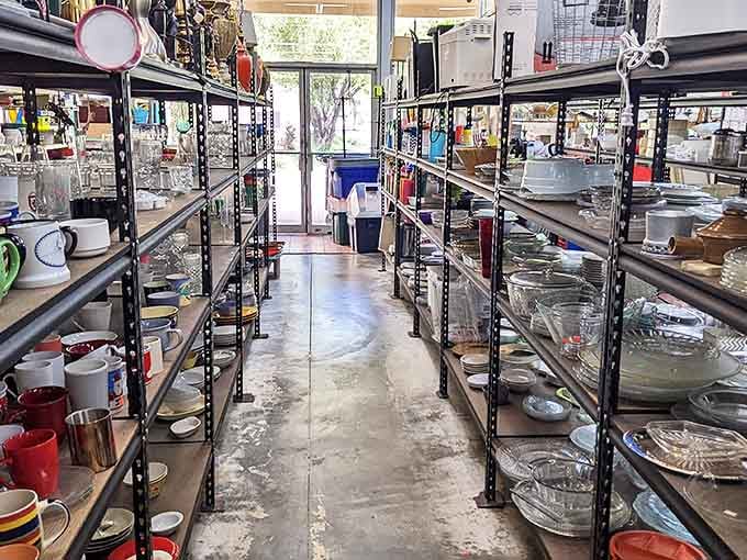 Glassware heaven awaits the patient treasure hunter &ndash; somewhere in this aisle is the missing piece to your grandmother's collection.