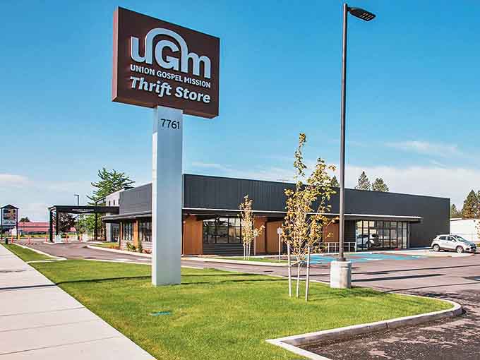 The well-organized exterior of UGM Thrift Store features clear signage and a welcoming layout, making treasure hunting feel easy before you even step inside.