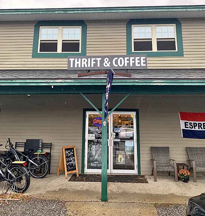 The unassuming exterior of Mountain Thrift and Coffee beckons with its simple charm &ndash; like finding a $20 bill in last year's winter coat.