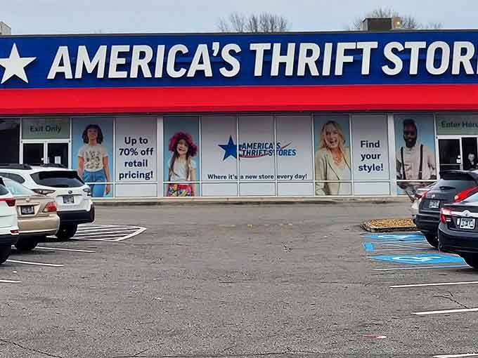 Red, white, and blue patriotism meets fashion revolution. The storefront promises "a new store every day" &ndash; and they're not exaggerating.