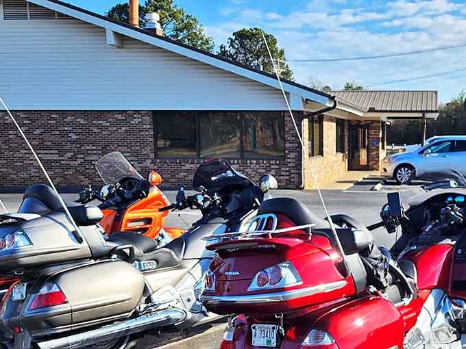 Even motorcyclists know where to find authentic Southern cooking&mdash;the Peach Blossom's parking lot welcomes riders from near and far.