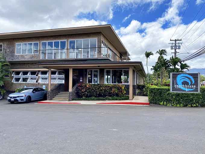 The Hale'iwa Beach House stands proudly against the Hawaiian sky, its modern beach architecture inviting you to step inside and stay awhile.