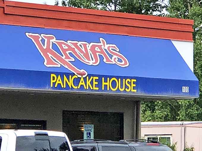 The unmistakable blue and gold signage stands out against Anchorage's landscape like a delicious beacon of pancake hope.