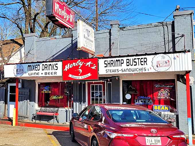 The iconic storefront proudly announces its specialty&mdash;the legendary Shrimp Buster&mdash;alongside promises of steaks and sandwiches that won't break the bank.