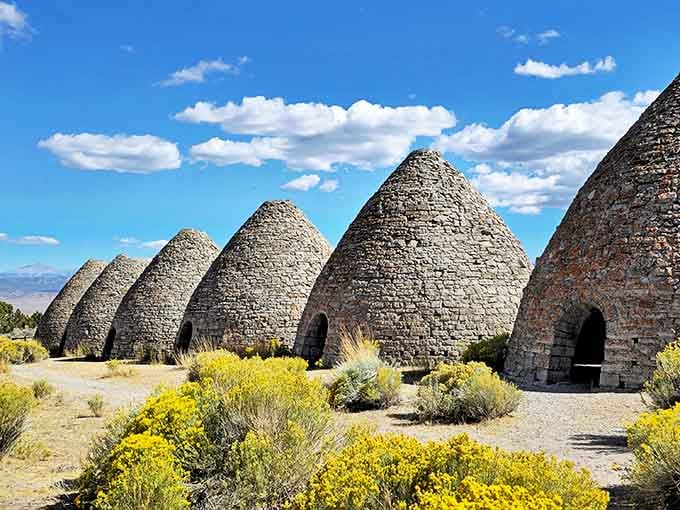 Monumental stone beehives standing sentinel in the Nevada desert&mdash;because subtlety was never mining country's strong suit.