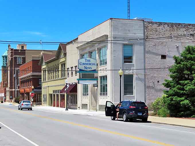 The Commercial News building stands as Danville's town crier, a testament to when local newspapers were the social media of their day, connecting communities one headline at a time.