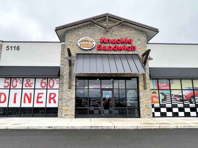 With its eye-catching checkerboard trim and classic diner signage, The Knuckle Sandwich stands ready to transport diners back to the golden age of American comfort food.