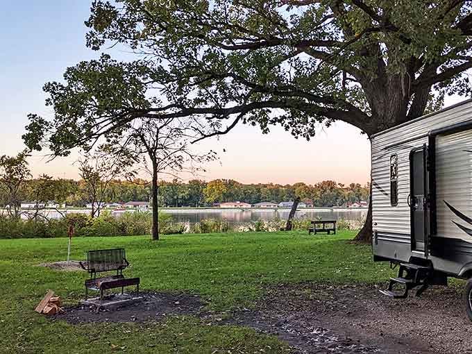 Riverside camping at its finest &ndash; where your RV gets better waterfront views than most downtown Chicago apartments.