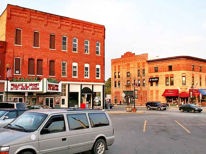 The historic Strand Theater continues to light up downtown Angola with its classic marquee, a beacon of entertainment for generations of locals.