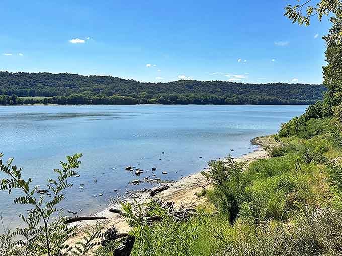 Mother Nature's infinity pool. The calm waters reflecting forested hills create a tranquility you can't download from any meditation app.