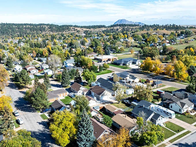 Sturgis from above looks like a perfect patchwork quilt of small-town America, with the majestic Black Hills providing a backdrop worthy of a Hollywood western.
