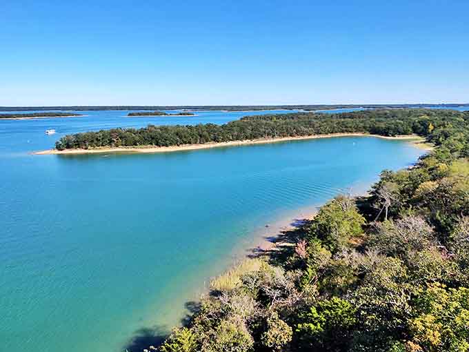 That impossible blue! Lake Murray's waters make you question whether you've somehow teleported to the Caribbean while driving through Oklahoma.