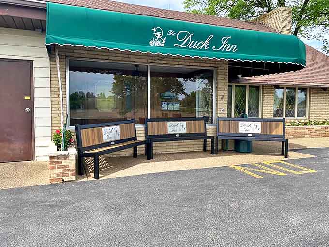 The iconic green awning of Duck Inn beckons like a beacon of comfort food salvation on Wisconsin's country roads.