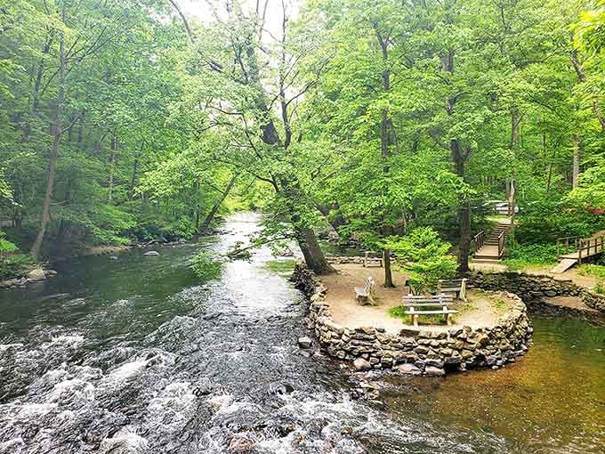 That magical circular stone island in the Musconetcong River might be the most coveted picnic spot in all of New Jersey. Lunch with a 360&deg; water view? Yes, please!