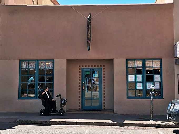 The unassuming adobe exterior of Tia Sophia's belies the culinary treasures within. Santa Fe's architectural charm meets breakfast burrito heaven.