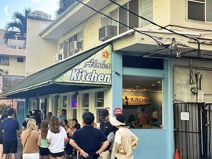 The line outside Aloha Kitchen speaks volumes &ndash; locals know that paradise awaits behind that unassuming green awning and cheerful blue exterior.