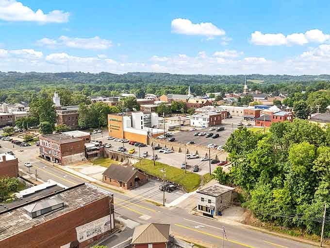 From above, Glasgow reveals itself as a perfect patchwork of small-town America, where every building has a story waiting to be told.