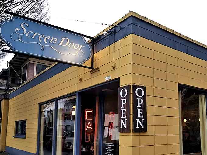 The iconic blue sign beckons hungry Portlanders like a Southern lighthouse in a sea of Pacific Northwest hipsterdom.