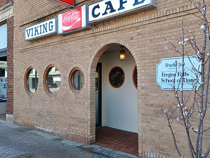 Those distinctive round windows give the Viking Cafe its ship-like charm, a culinary vessel permanently docked in downtown Fergus Falls ready to serve comfort food treasures.