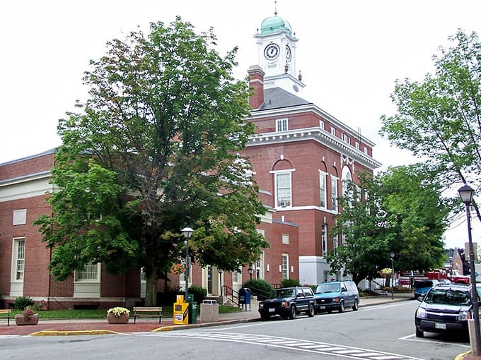 The stately brick municipal building with its distinctive turquoise dome captures Rumford's architectural pride &ndash; small-town grandeur that doesn't need to shout.