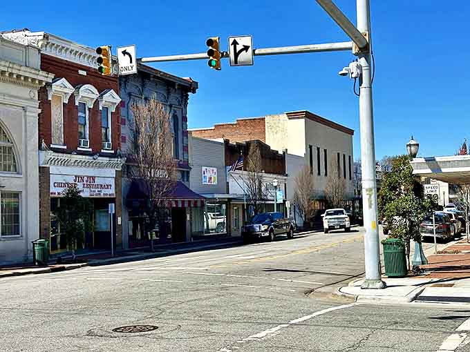 Jin Jin Chinese Restaurant anchors a part of Tarboro's historic district, where small-town America meets global flavors in a streetscape that hasn't surrendered to cookie-cutter development.