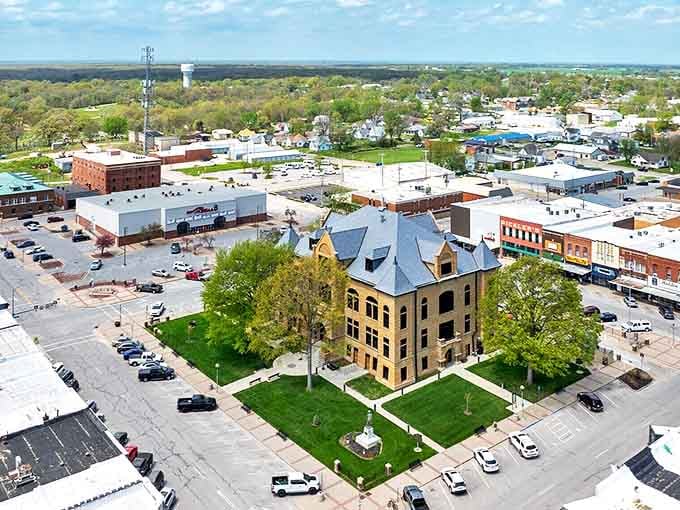 Kirksville's downtown strip feels like stepping into a Norman Rockwell painting where the pace is human and the parking is actually possible.