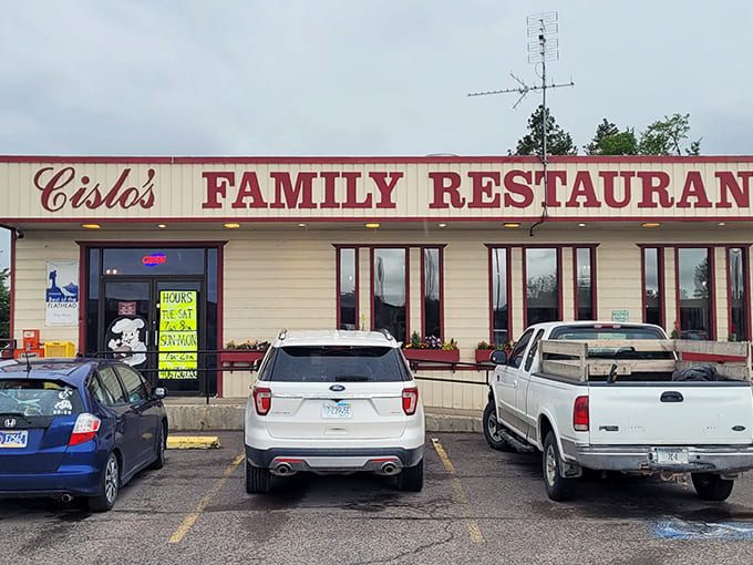 The iconic red lettering of Cislo's Family Restaurant stands as a beacon of comfort food in Kalispell, promising homestyle cooking that's kept locals coming back for decades.