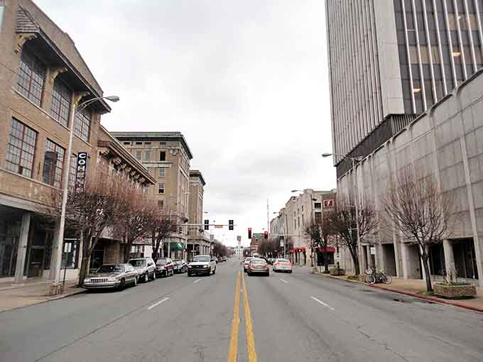 Main Street's quiet dignity speaks volumes about Pine Bluff's relaxed pace of life. Here, rush hour means three cars at a stoplight instead of three hundred.