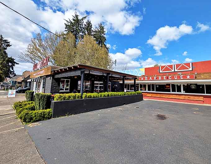 Two distinct buildings, one mission: to deliver Oregon's finest BBQ experience under those magnificent Pacific Northwest skies.