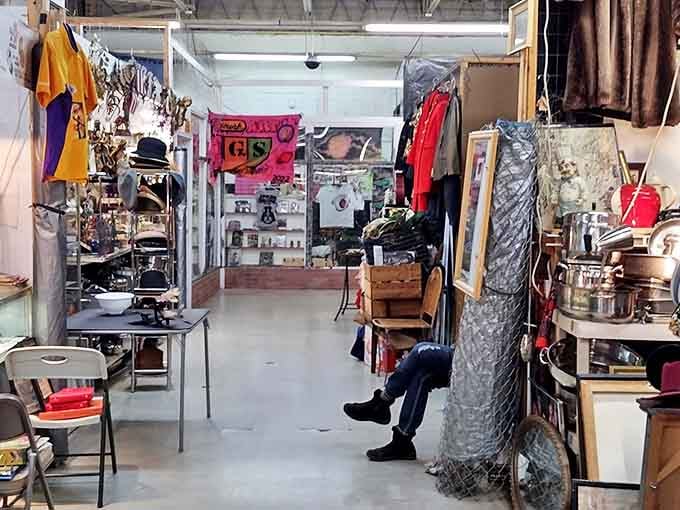 Treasure hunting at its finest! This narrow aisle is just the beginning of your adventure through a labyrinth of unexpected finds.