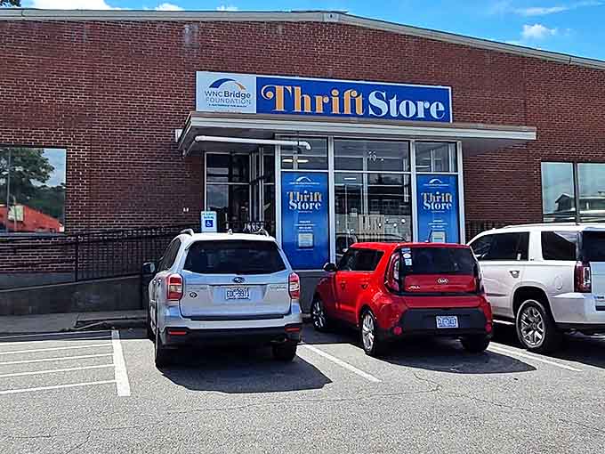 The parking lot might be ordinary, but what awaits inside is the retail equivalent of finding an extra twenty in your winter coat pocket.
