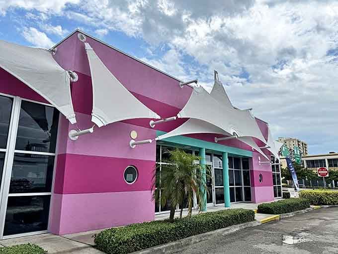 Miami Vice meets thrift store paradise! Out of the Closet's unmistakable turquoise and pink exterior stands out like a fashionable flamingo on Federal Highway.