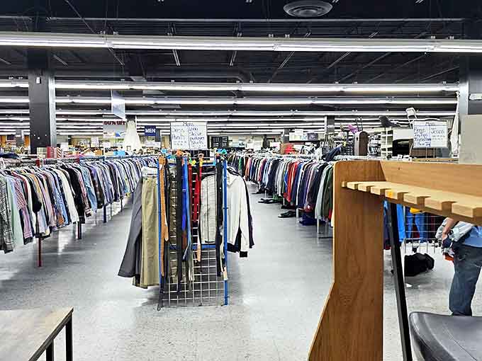 Endless racks of possibility! At Southern Thrift Market, every hanger holds a potential new favorite waiting to join your wardrobe revolution.
