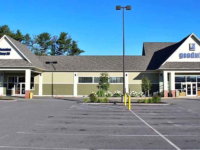 The iconic blue Goodwill sign welcomes bargain hunters to this treasure trove of secondhand delights in Augusta, where thrifting dreams come true.