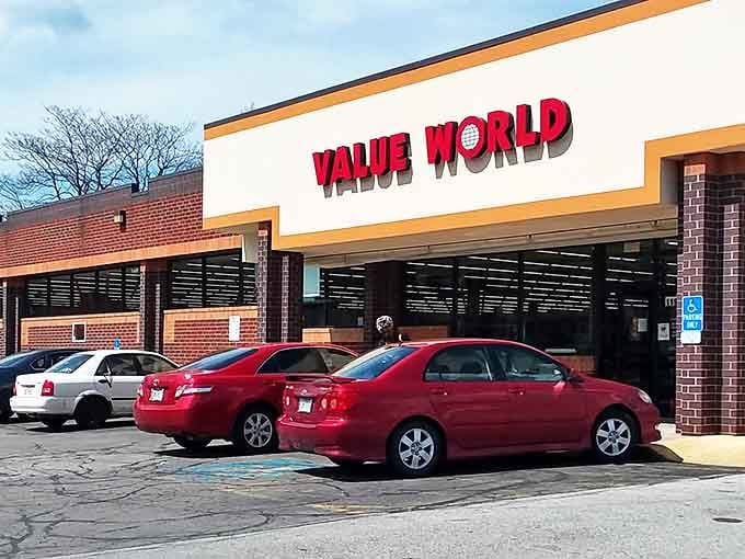 Parking spots filled with hopeful hunters' chariots &ndash; each car representing someone's quest to find that perfect vintage lamp, gently-used sweater, or unexpected collectible inside.